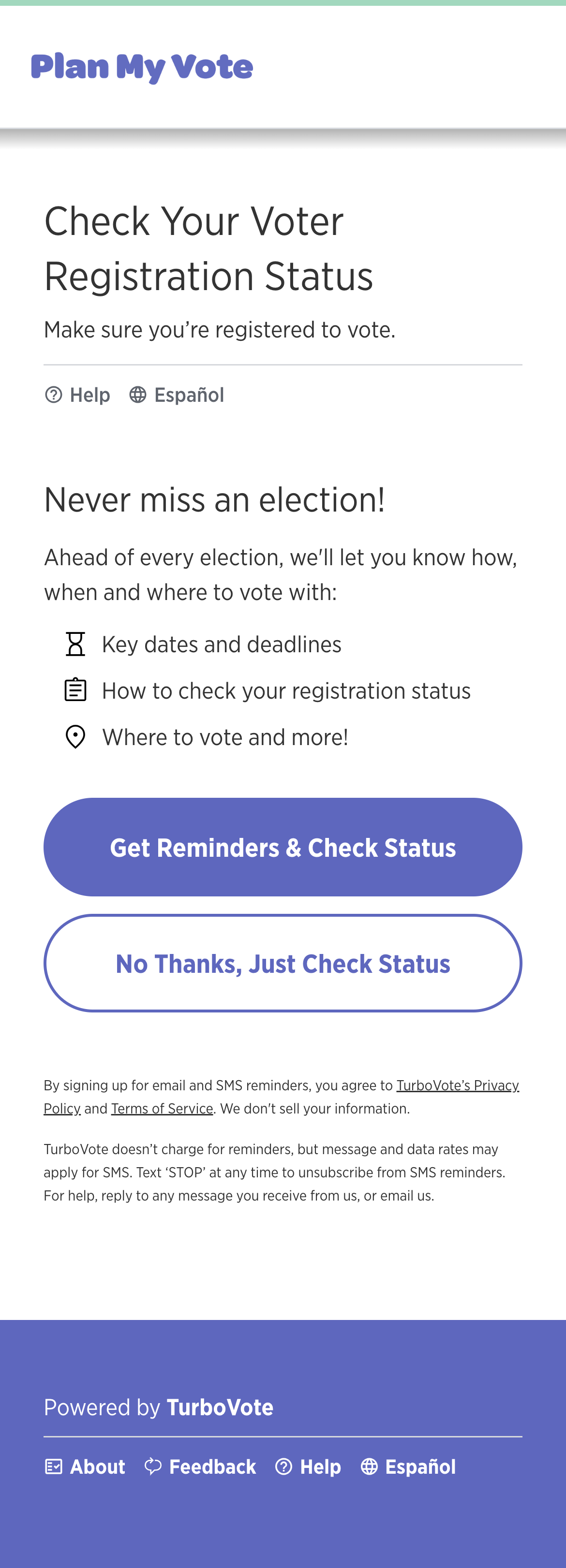 Check Your Registration – TurboVote Support Center